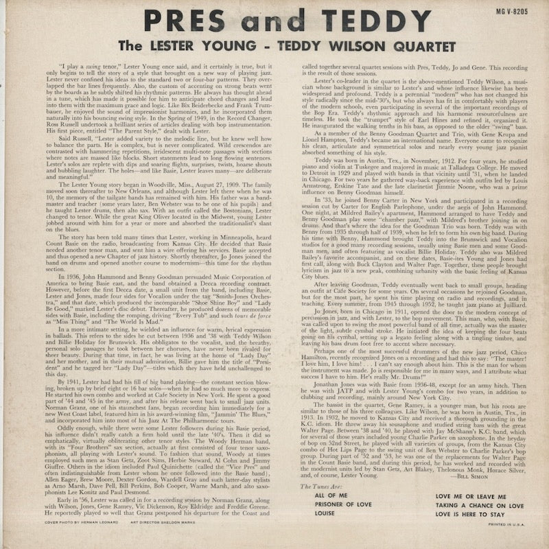Lester Young - Teddy Wilson Quartet / レスター・ヤング テディー・ウィルソン / Pres And T ...