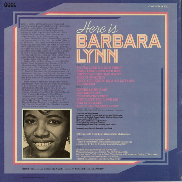 Barbara Lynn - Here Is Barbara Lynn LP 1976 UK ソウル R&B – VOXMUSIC WEBSHOP