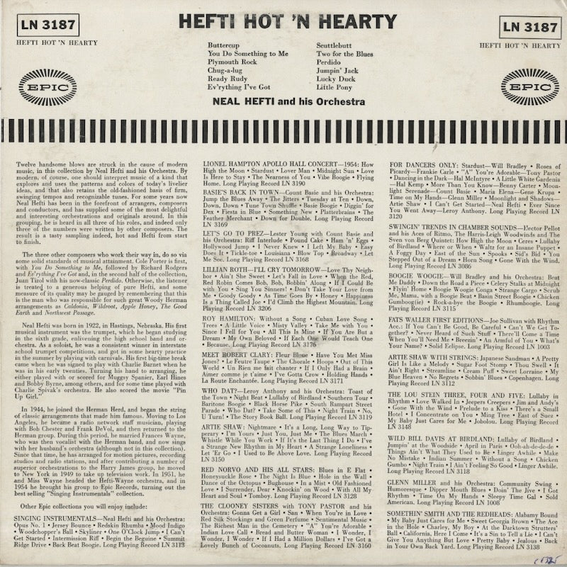 Neal Hefti / ニール・ヘフティ / Hefti Hot 'n Hearty (LN 3187) – VOXMUSIC WEBSHOP