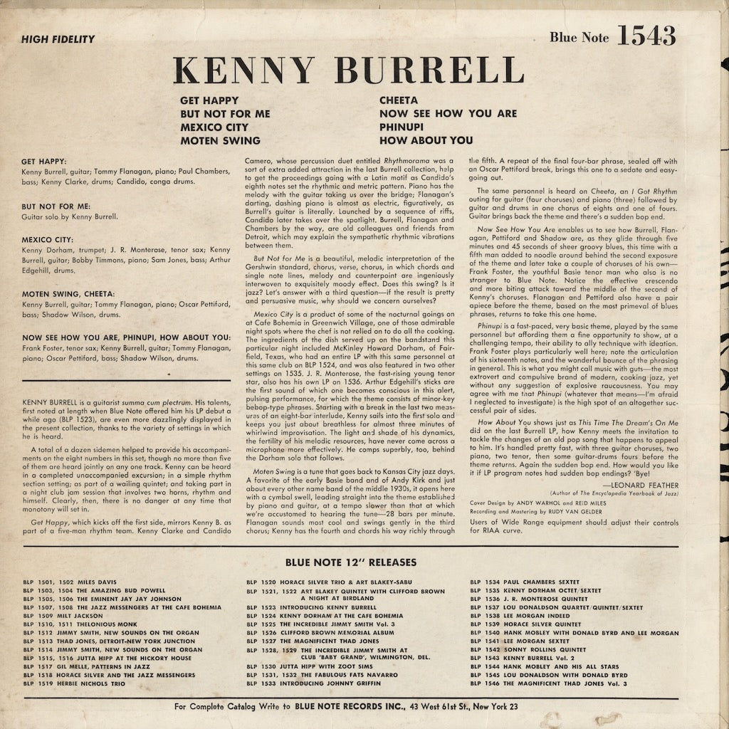 Kenny Burrell / ケニー・バレル / Kenny Burrell (1956) (BLP 1543) US Blue Note ...