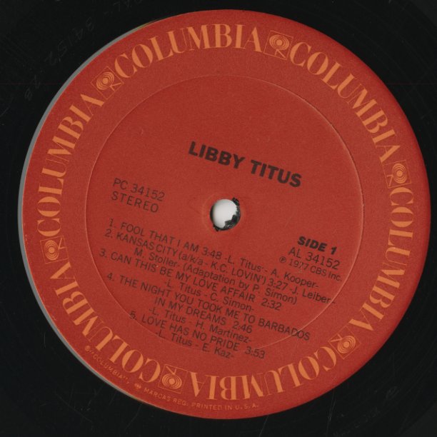Libby Titus / リビー・タイタス (1977) (PC34152) – VOXMUSIC WEBSHOP
