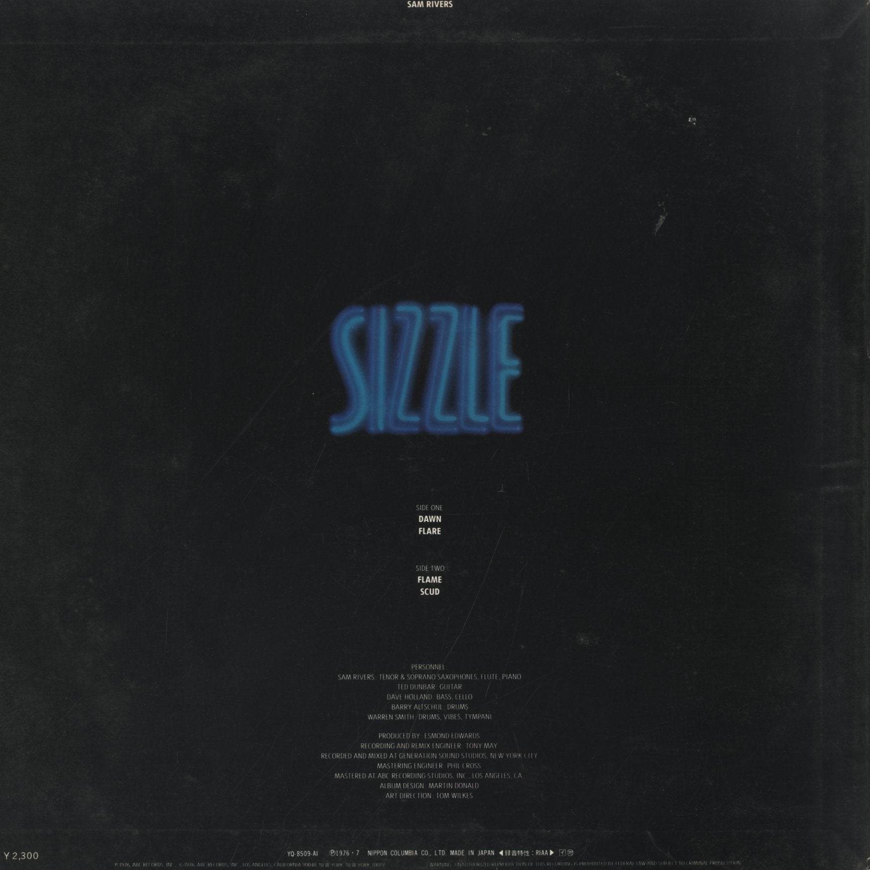Sam Rivers / サム・リヴァース / Sizzle (YQ-8509-AI) – VOXMUSIC WEBSHOP