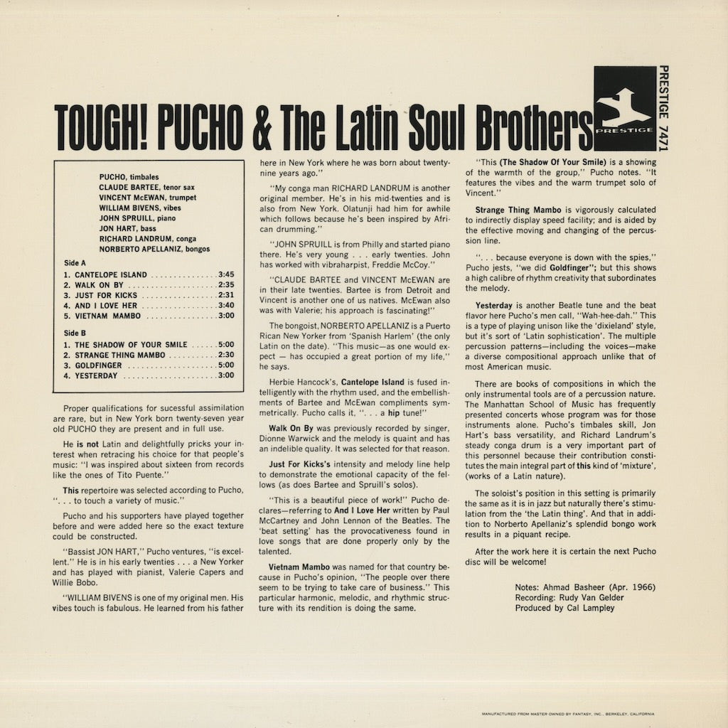 Pucho & The Latin Soul Brothers / プーチョ＆ラテン・ソウル・ブラザーズ / Tough! (PR7471 ...