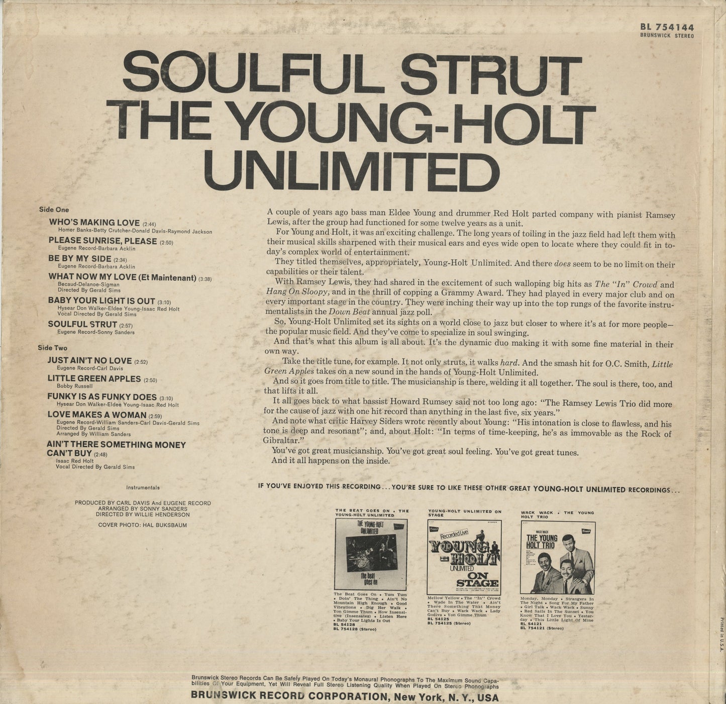 Young Holt Unlimited / ヤング・ホルト・アンリミテッド / Soulful Strut (BL 754144 ...