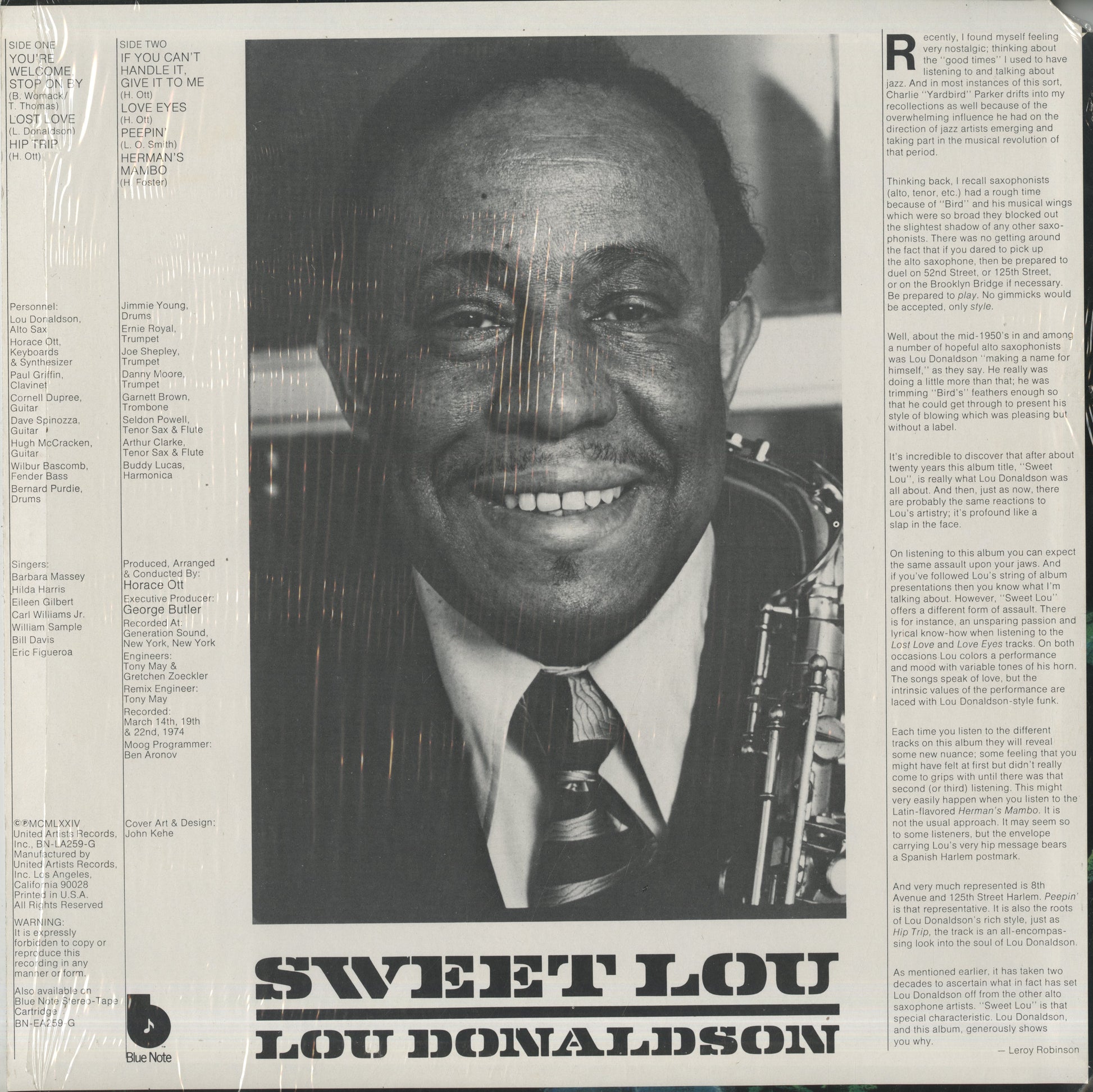 Lou Donaldson / ルー・ドナルドソン / Sweet Lou (BN-LA259-G) – VOXMUSIC WEBSHOP