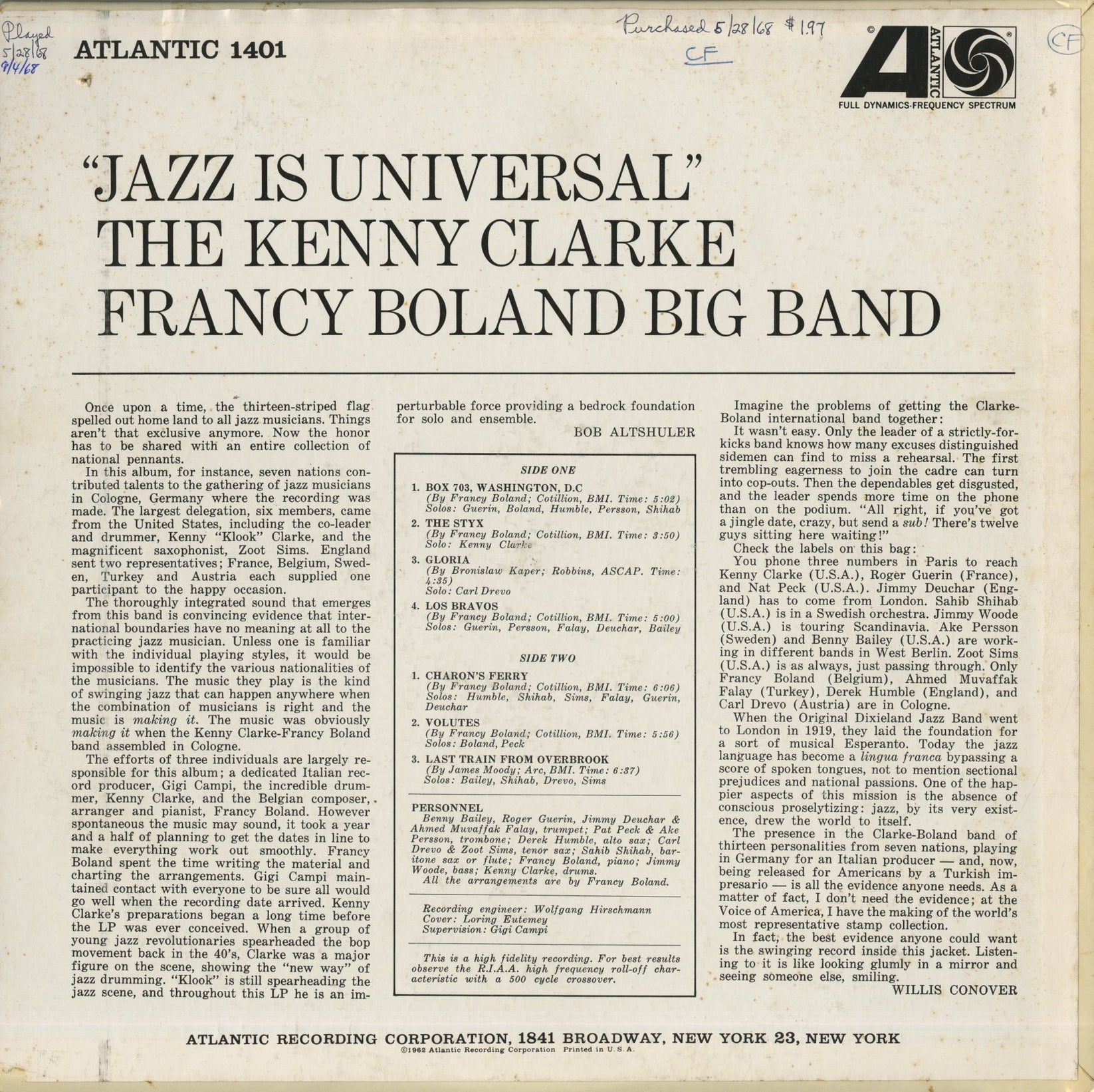 Kenny Clarke & Francy Boland / ケニー・クラーク・アンド・フランシー・ボランド / Jazz Is Unive ...