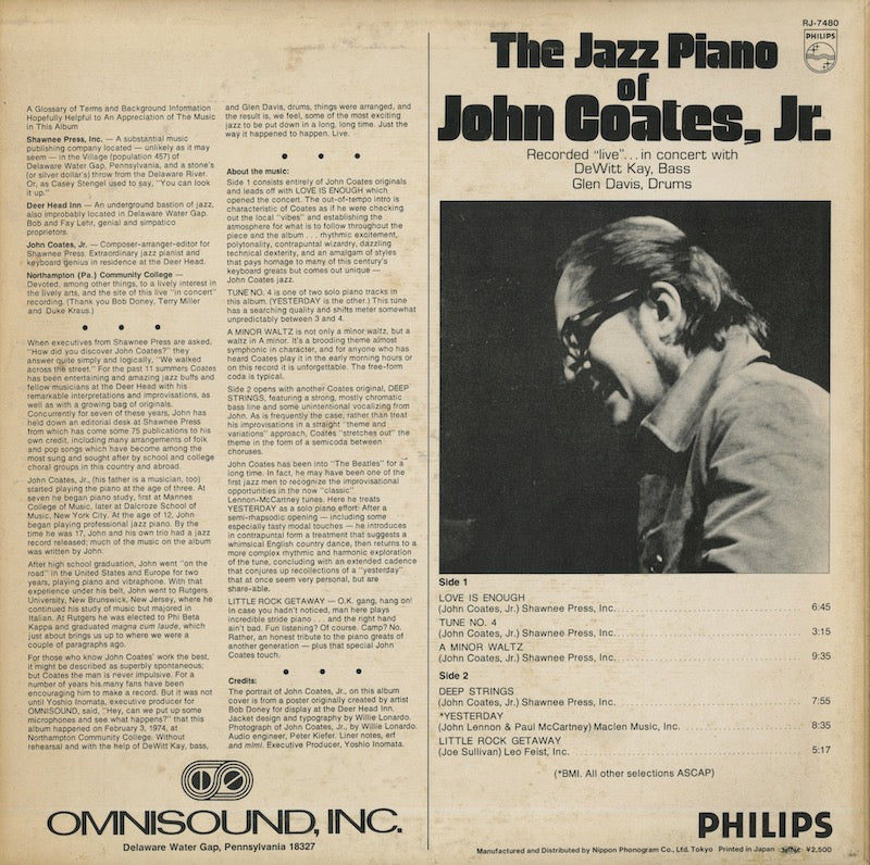 John Coates, Jr / ジョン・コーツ・ジュニア / The Jazz Piano Of John Coates Jr. (N ...